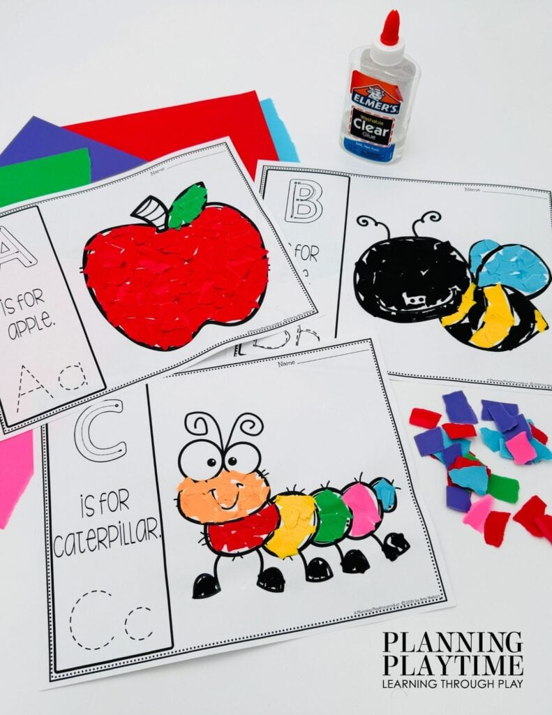 Alphabet Craft - Letter Sound Tear Art - Planning Playtime
