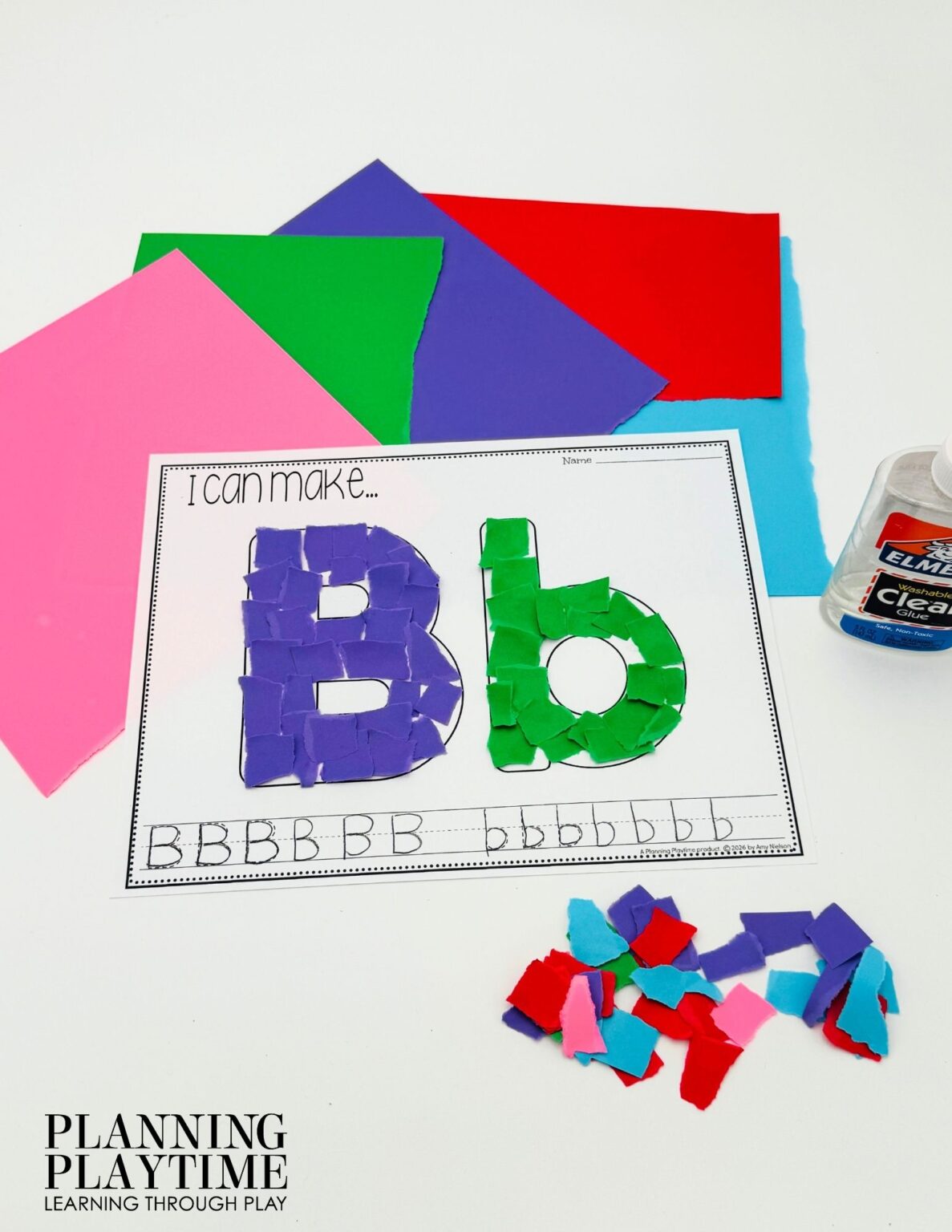 Letter Tear Art and Letter Tracing - Planning Playtime