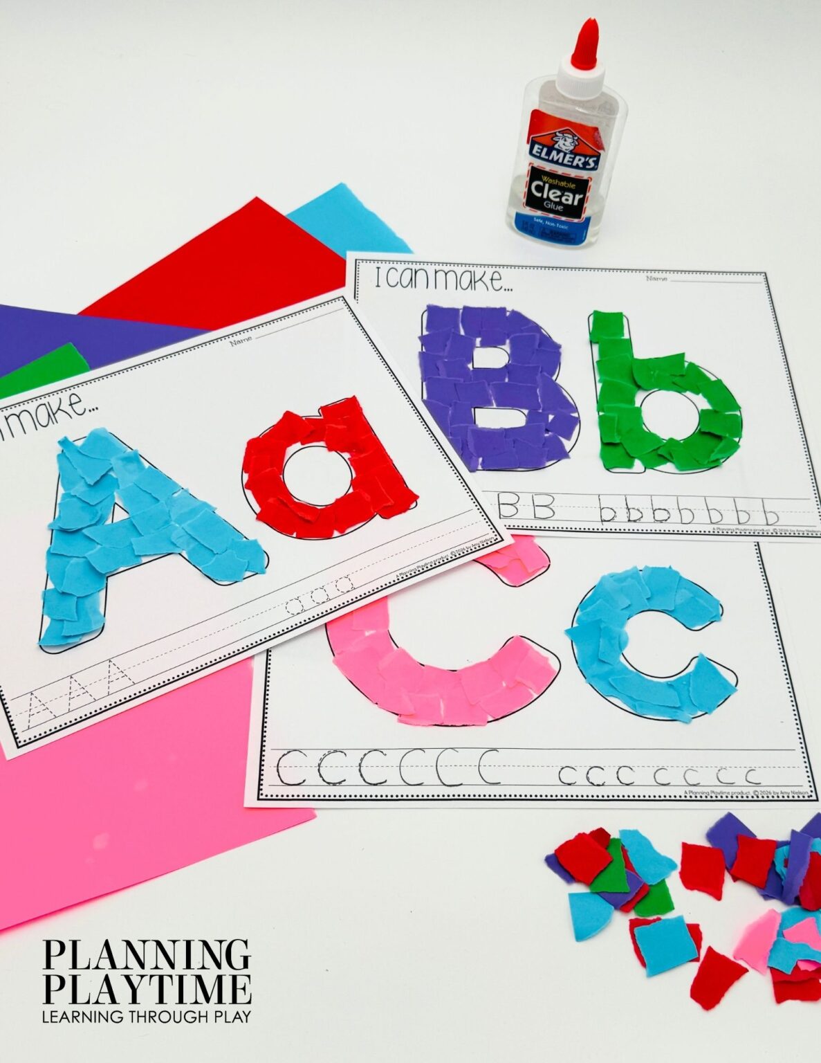 Letter Tear Art and Letter Tracing - Planning Playtime