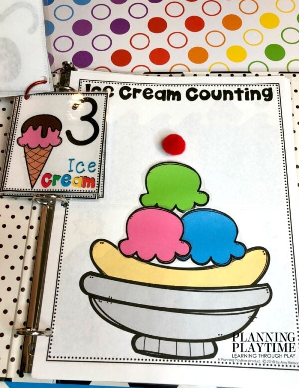 Banana Split Ice Cream Counting Cards and Mat - Summer Counting Binder ...