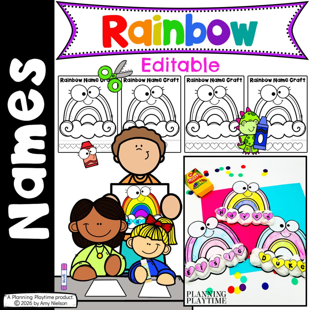 Editable Rainbow Name Craft for Preschool & Kindergarten