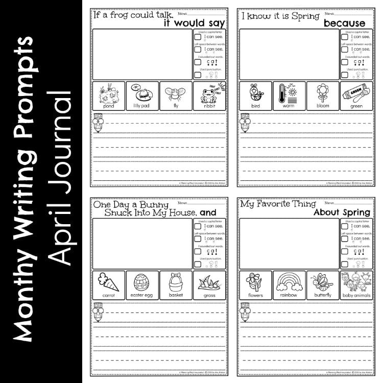 April Kindergarten Writing Prompts | Journal Activities