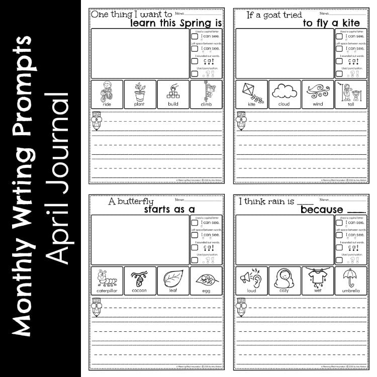 April Kindergarten Writing Prompts | Journal Activities