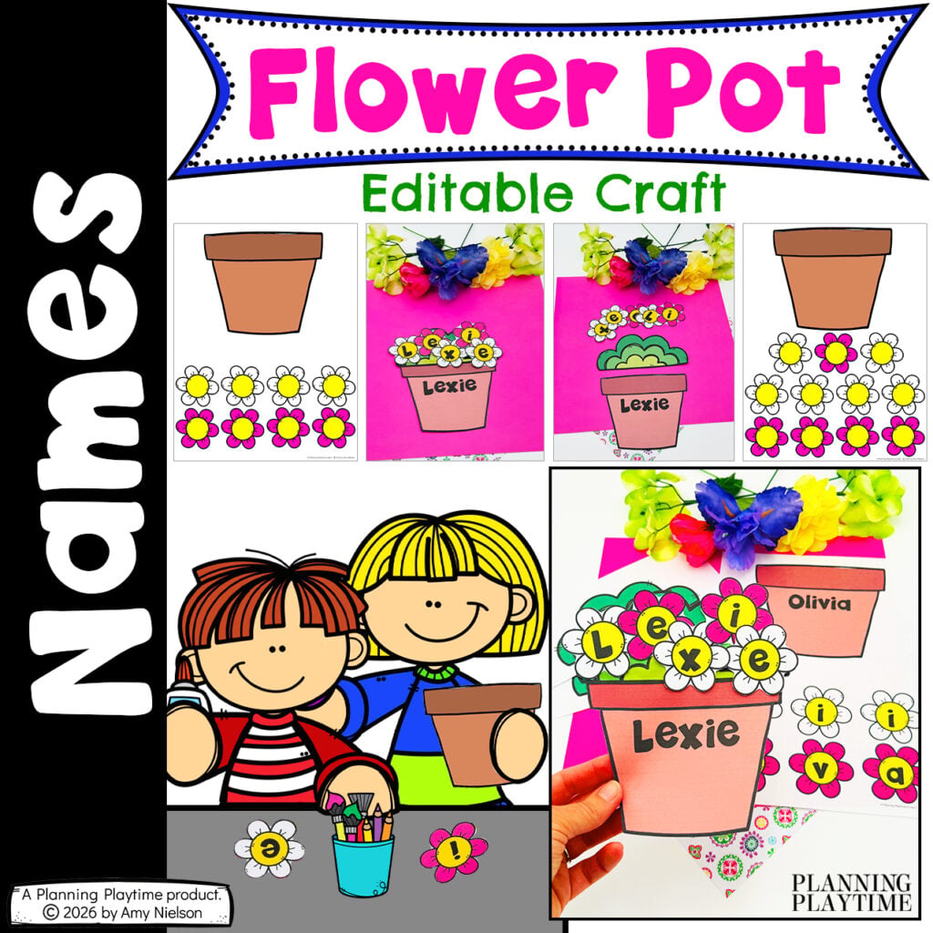 Spring Editable Flower Pot Name Craft | Preschool & Kinder